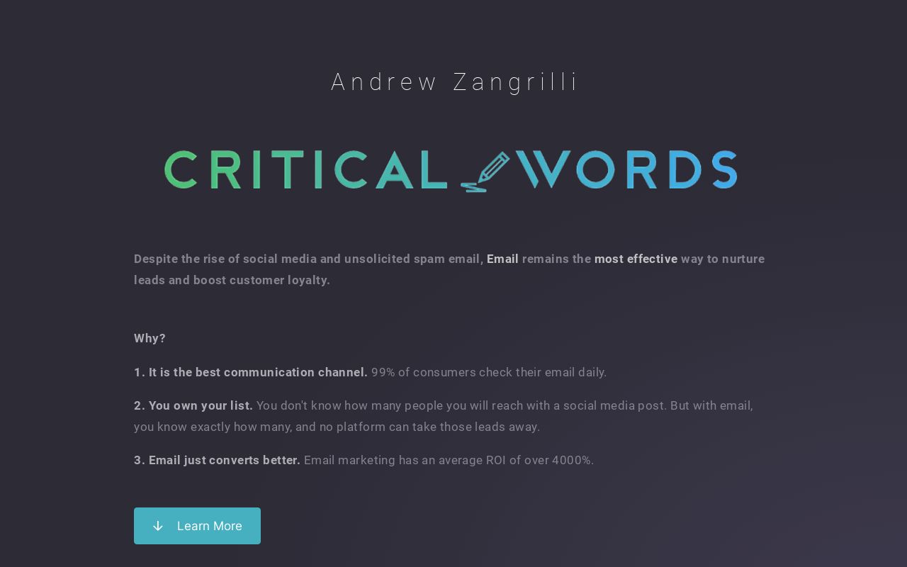 Critical Words | Email Marketing